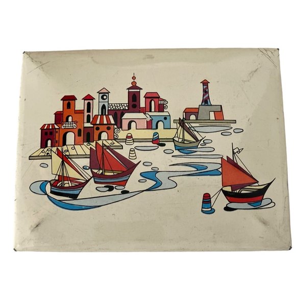 Kitchen | Tin Box Made In Western Germany Sail Boats Lighthouse 6 X 5 X ...